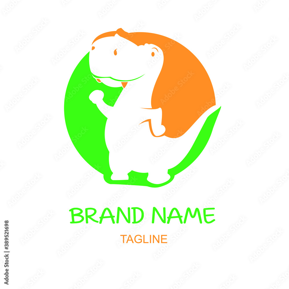 Cute simple flat T rex Dinosaur logo vector concept. Dino icon clip art ...