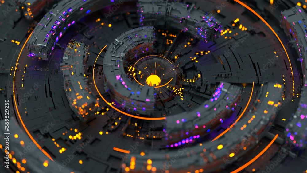 Rotating circle elements. Computer generated abstract motion background ...