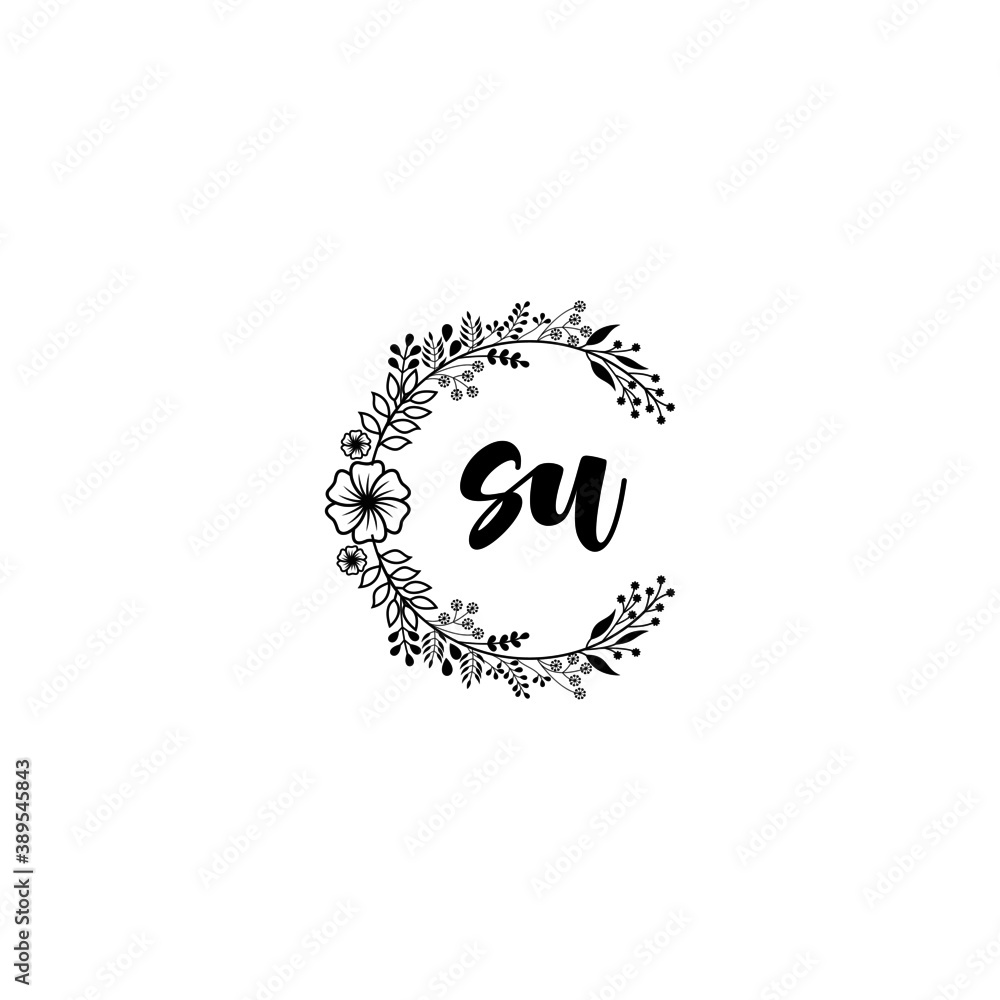 Initial SU Handwriting, Wedding Monogram Logo Design, Modern ...