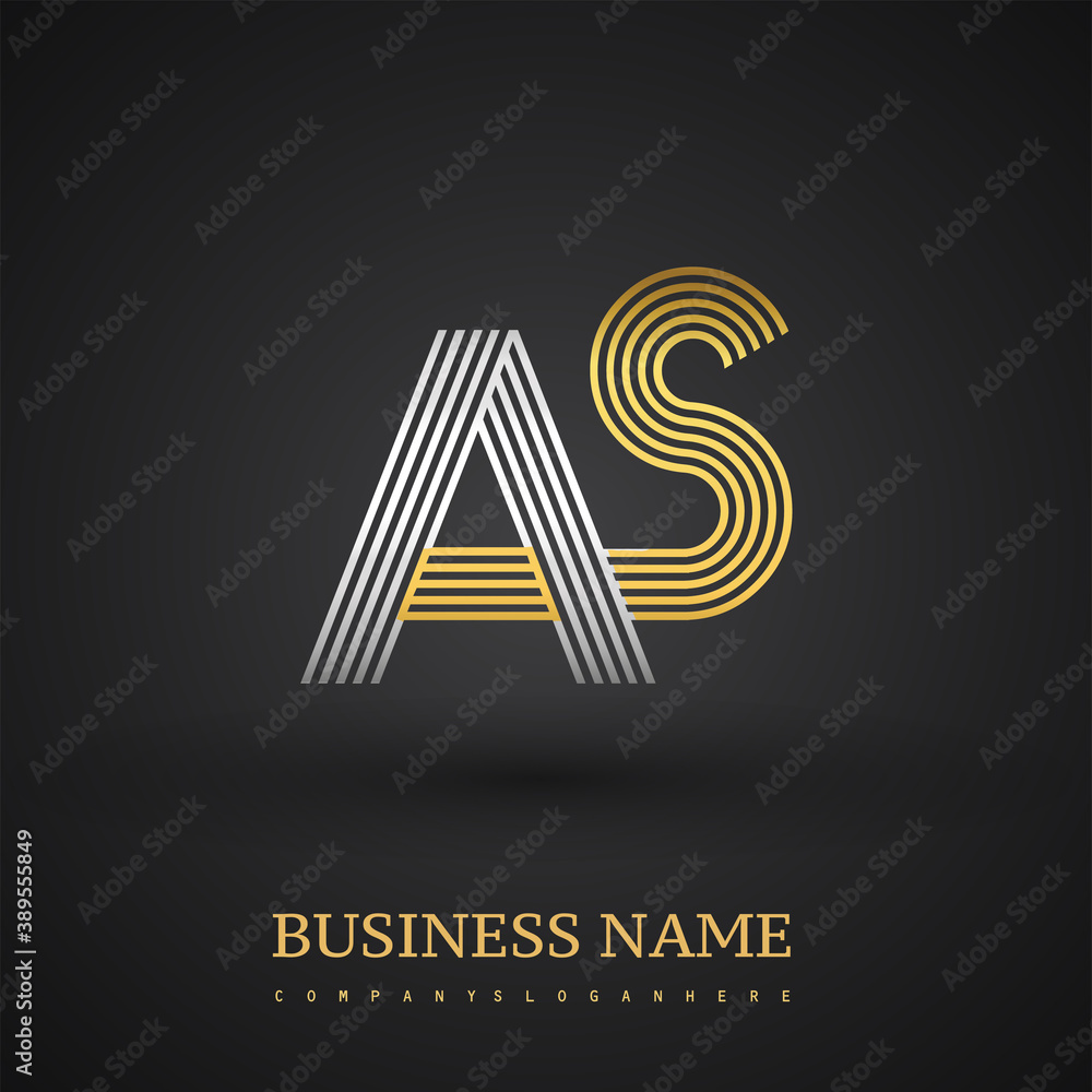 Letter AS logo design. Elegant gold and silver colored, symbol for your ...