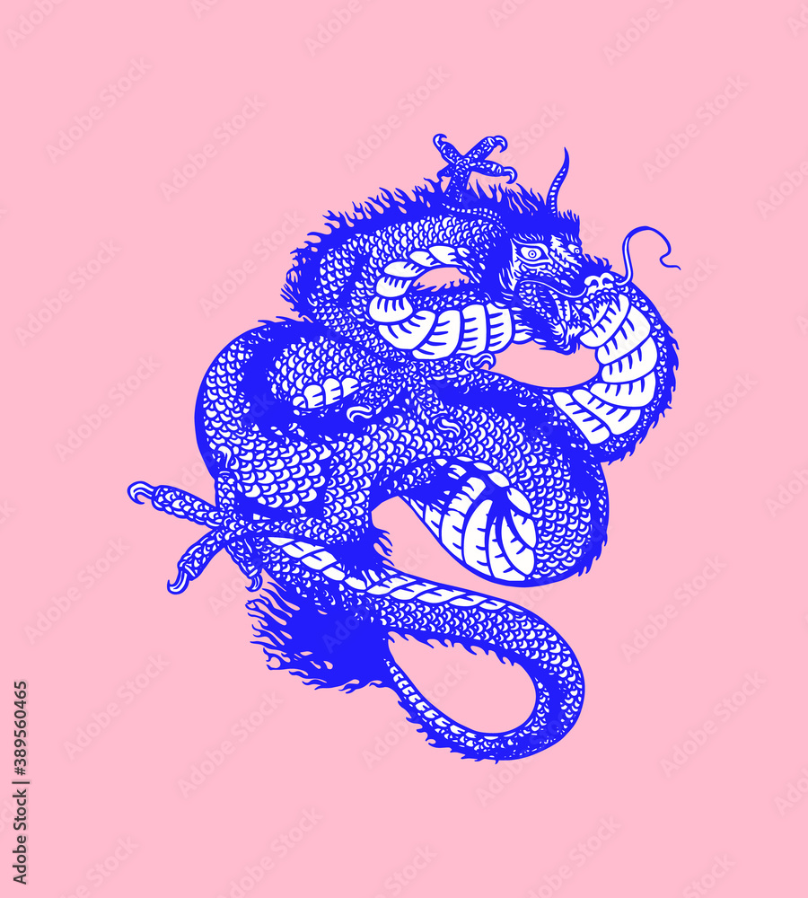 Japanese dragon. Mythological animal or Asian traditional reptile ...