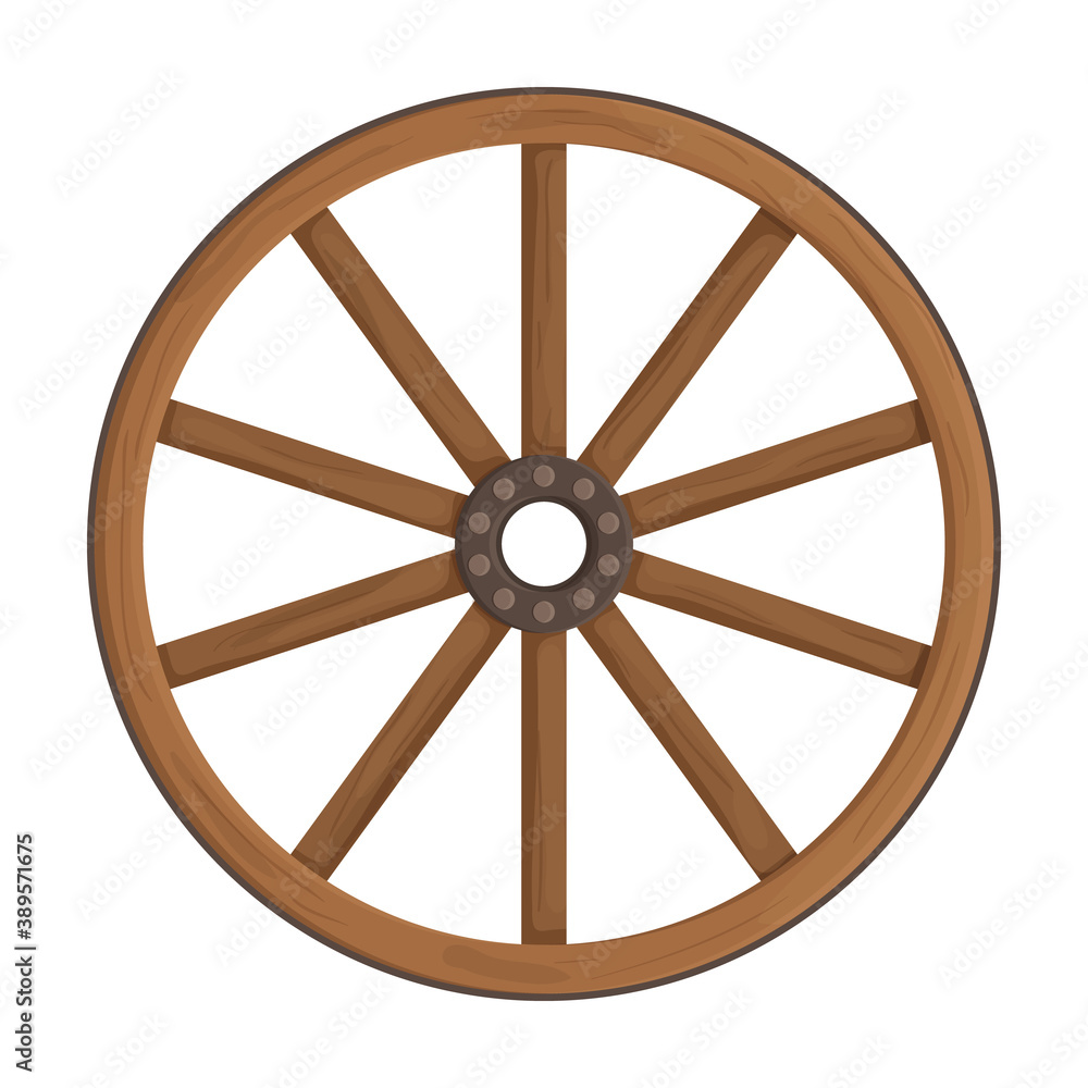 Wooden wheel cartoon vector icon.Cartoon vector illustration wagon ...