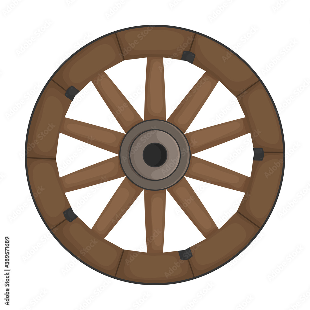 Wooden wheel cartoon vector icon.Cartoon vector illustration wagon ...