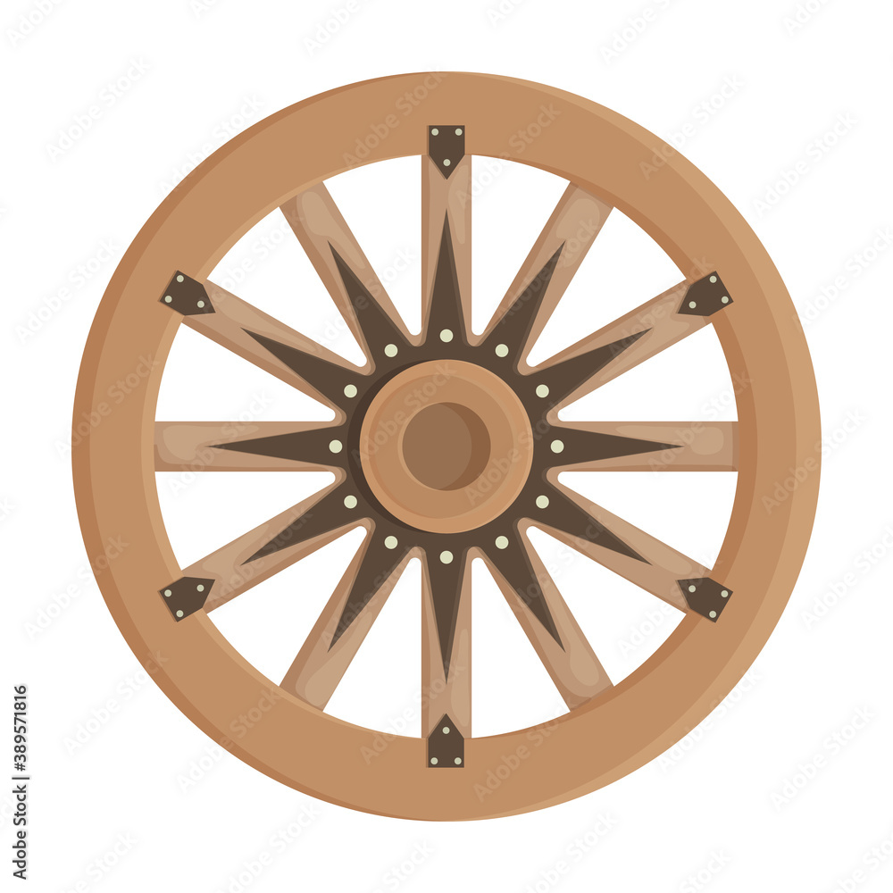 Wooden wheel cartoon vector icon.Cartoon vector illustration wagon ...