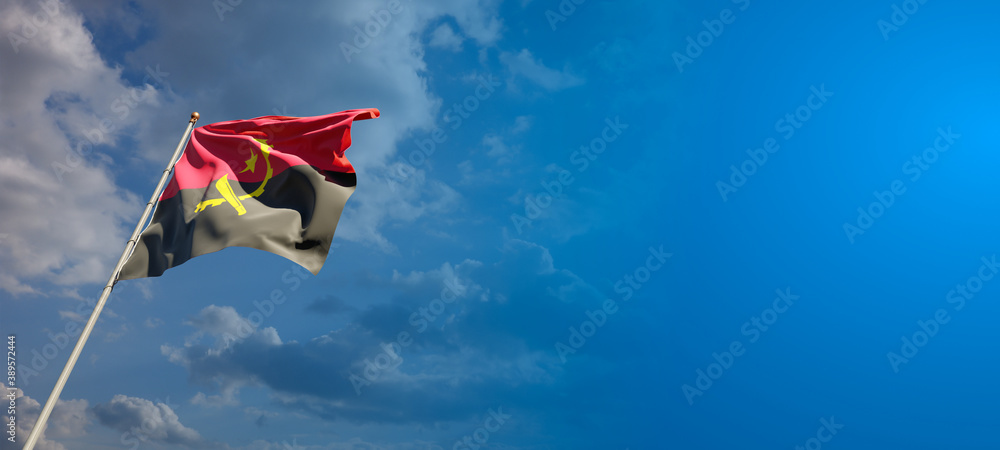 Beautiful national state flag of Angola with blank space. Angola flag ...