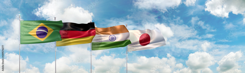 3D Illustration with the national flags of the countries members of The ...