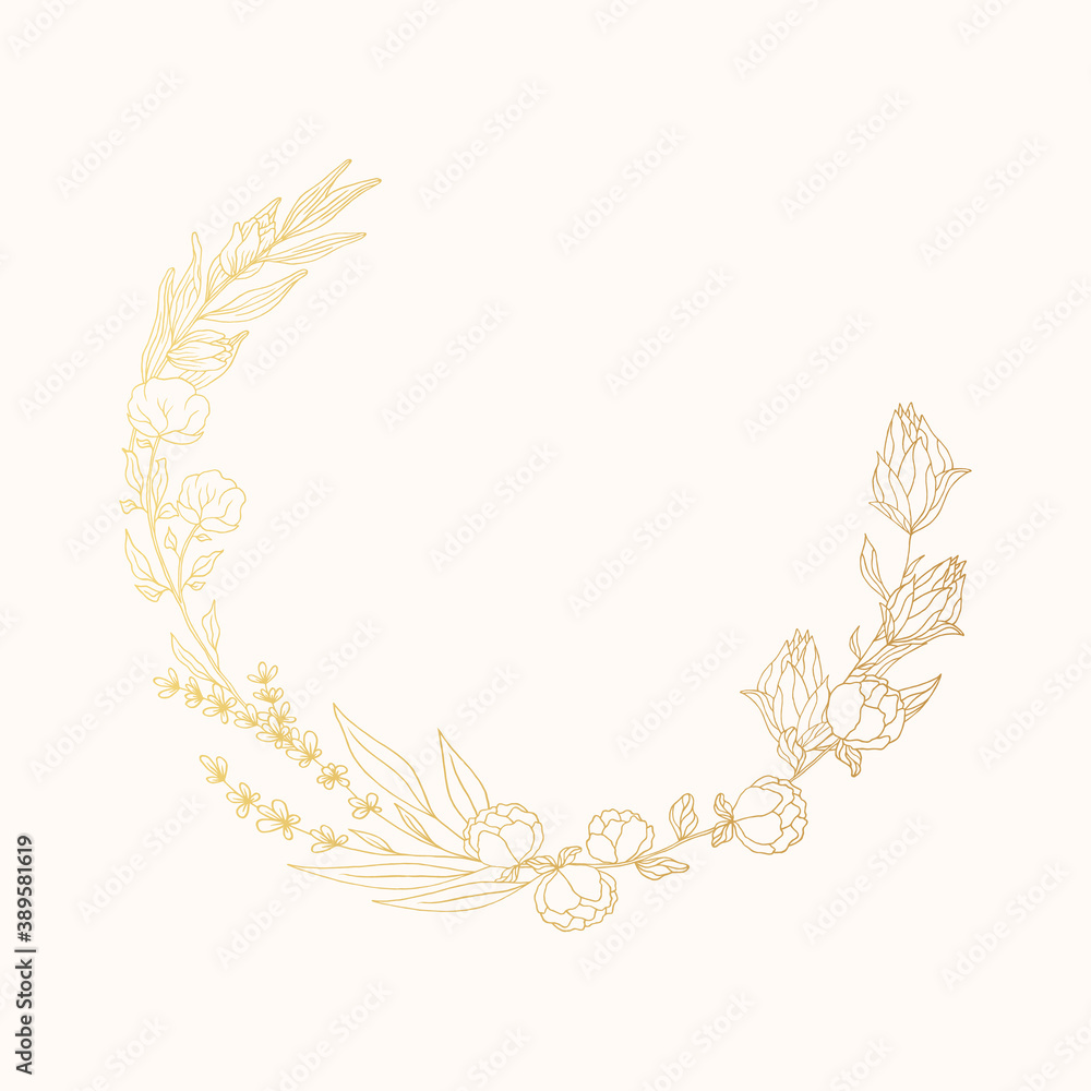 Vector isolated gold spring flourish delicate background for wedding ...