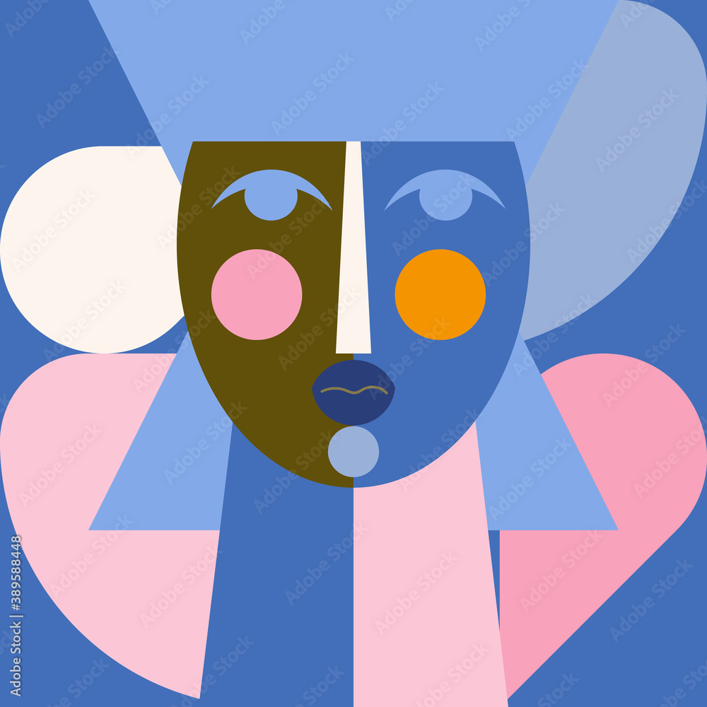 Geometric stylized female face illustration. Vector abstract artwork ...