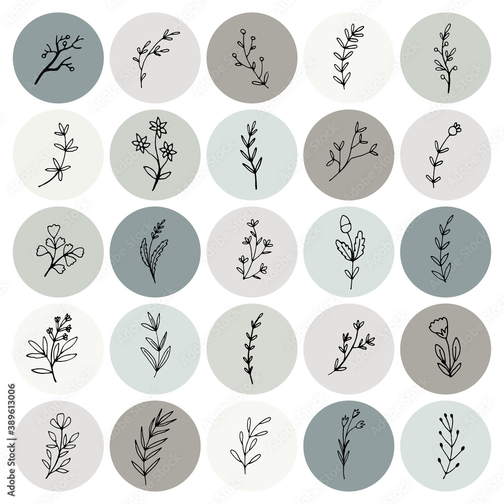 Hand Drawn Icons. Story Covers. Their prints of tender flowers will be ...