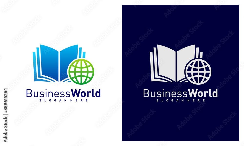 World Book logo design vector, Colorful World logo design template ...
