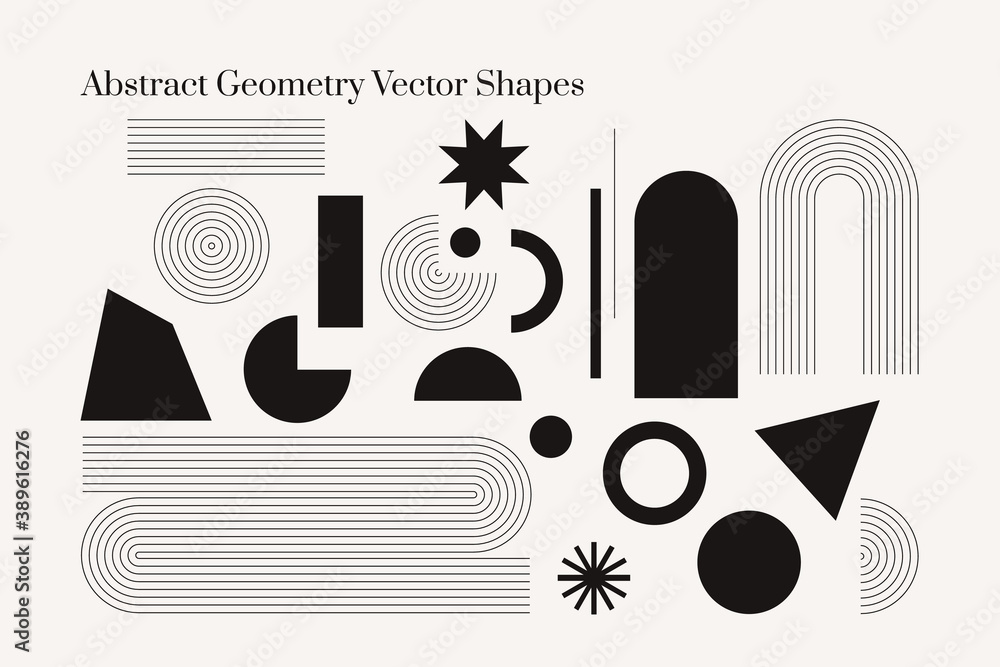 Abstract geometric shapes monochrome vector Stock Vector | Adobe Stock