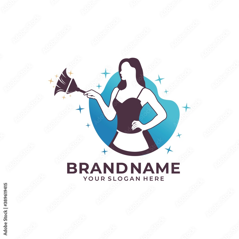 Housemaid Logo Stock Vector Illustration. unique maid logo. cleaning ...
