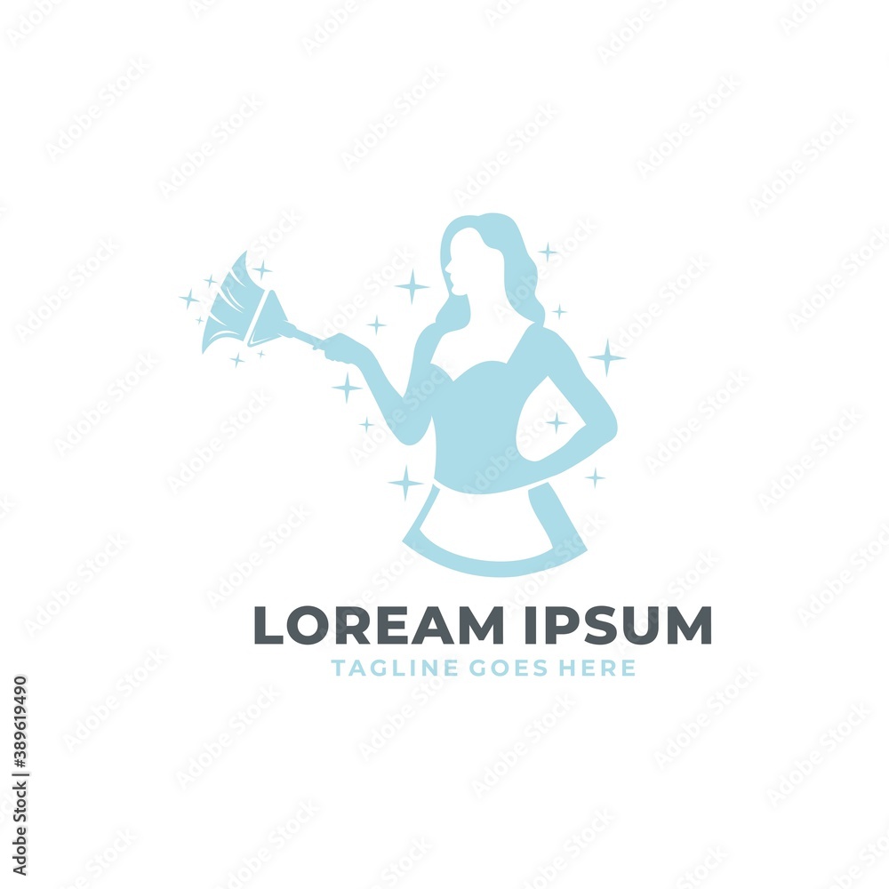 Housemaid Logo Stock Vector Illustration. unique maid logo. cleaning ...