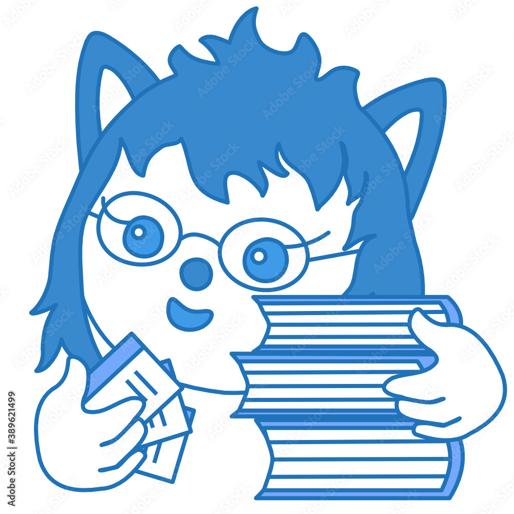 emoji with smiling librarian wolf that is wearing glasses while working ...