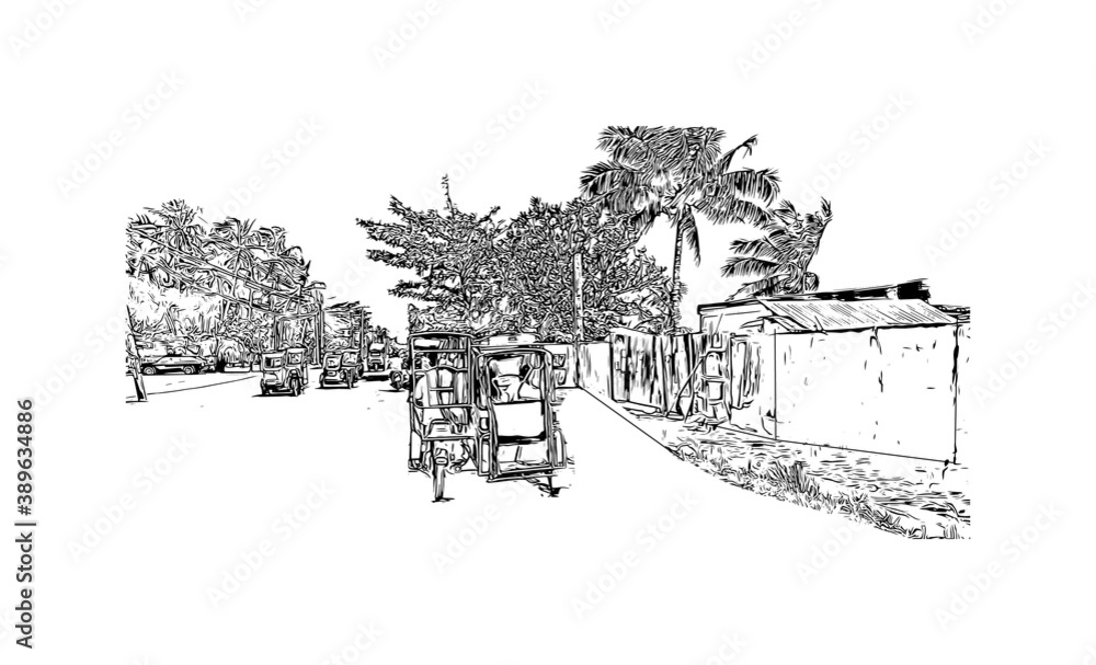 Vetor de Building view with landmark of Catbalogan is the capital of ...