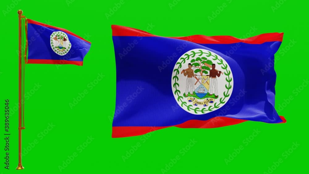 Flags of Belize with Green Screen Chroma Key High Quality 4K UHD 60FPS ...