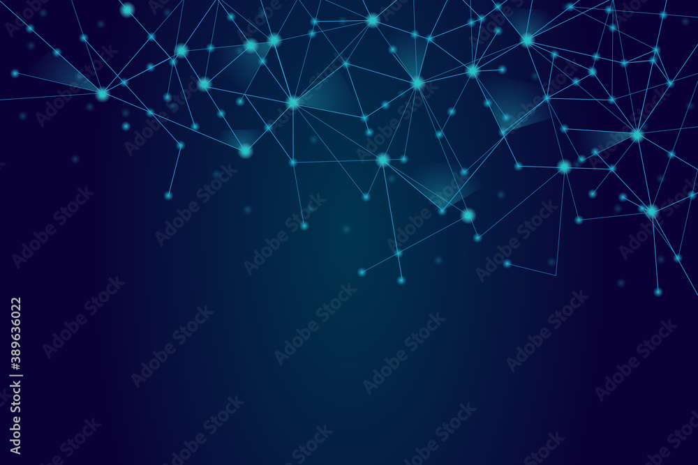 Network abstract connection isolated on blue background. Network ...