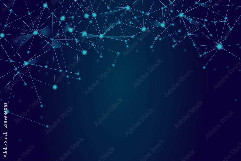 Network abstract connection isolated on blue background. Network ...