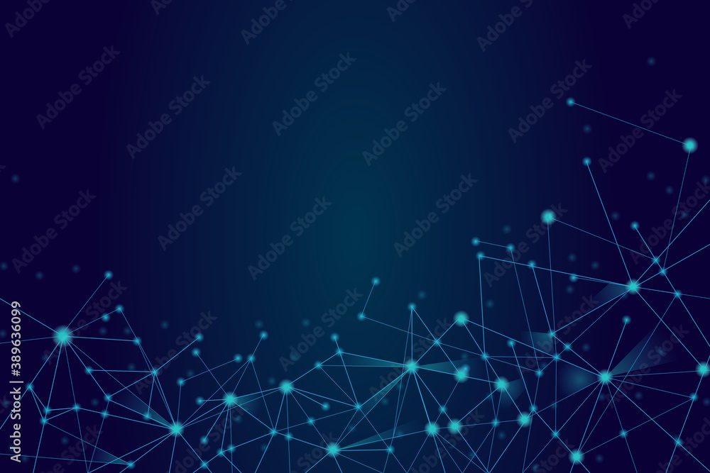 Network abstract connection isolated on blue background. Network ...