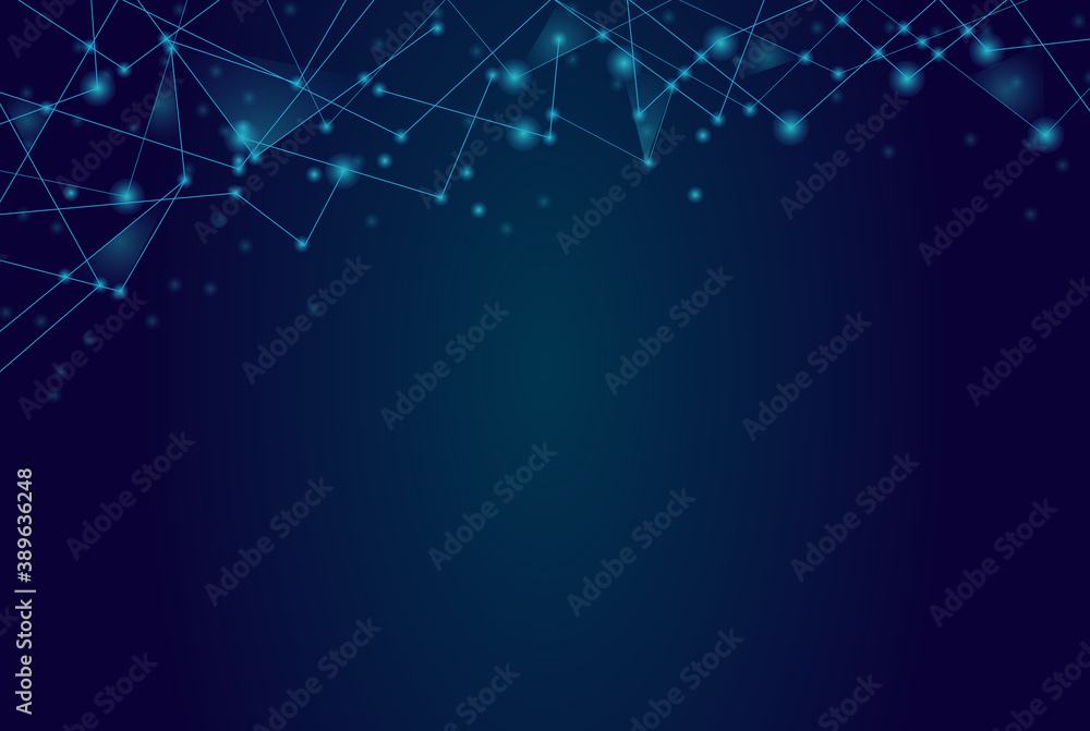 Network abstract connection isolated on blue background. Network ...