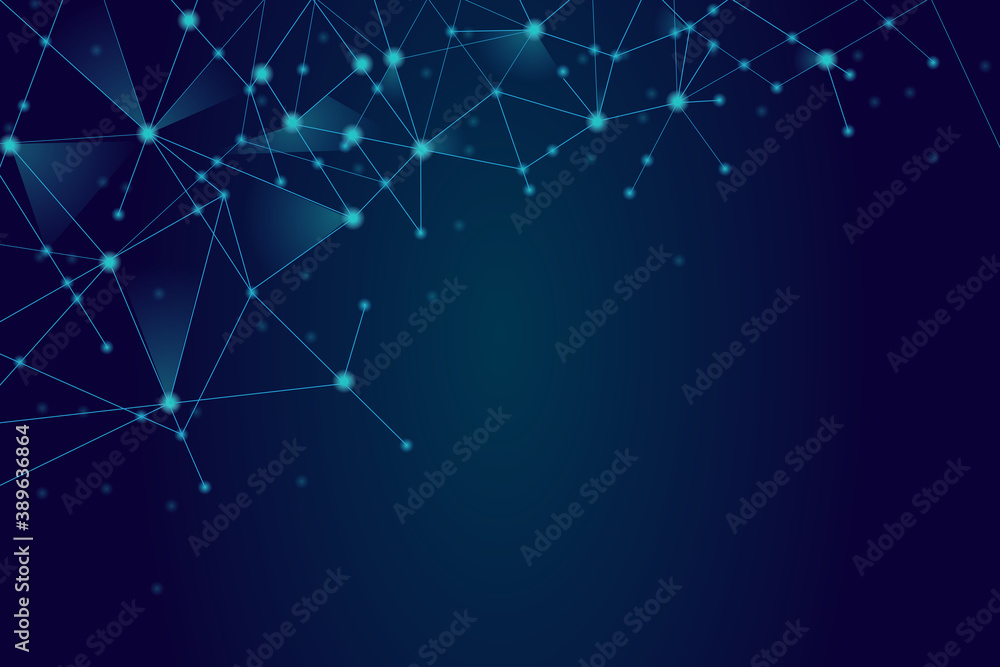 Network abstract connection isolated on blue background. Network ...