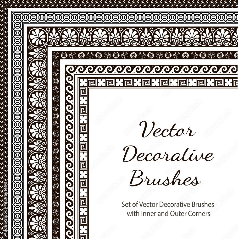 Decorative vector brushes with inner and outer corner. Stock Vector ...