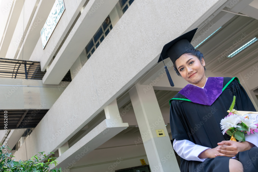 Graduates at university graduation ceremony, Congratulations concept ...