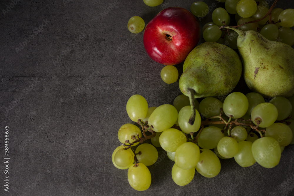 Colorful juicy fruits border. Fresh summer fruits top view horizontal ...