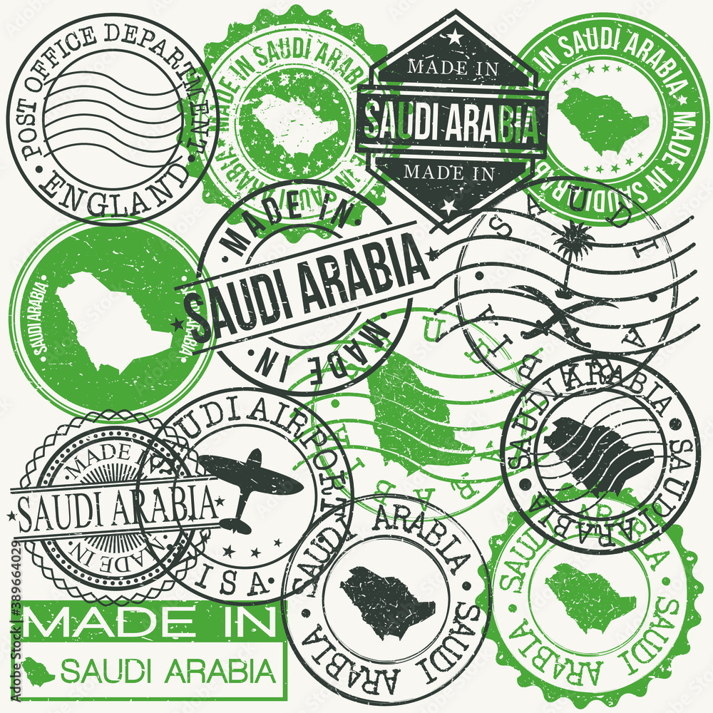Saudi Arabia Set of Stamps. Travel Passport Stamp. Made In Product ...
