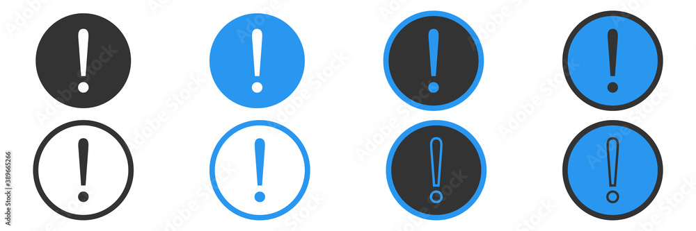 Exclamation mark icons. Isolated attention symbol collection on white ...