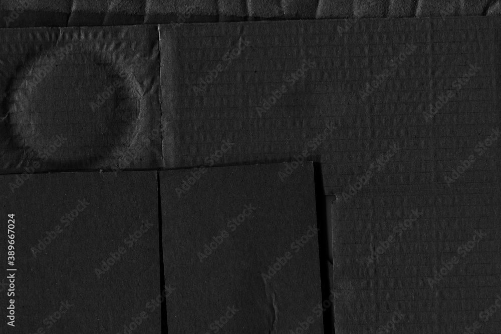 Black vintage rough sheet of carton. Recycled environmentally friendly ...