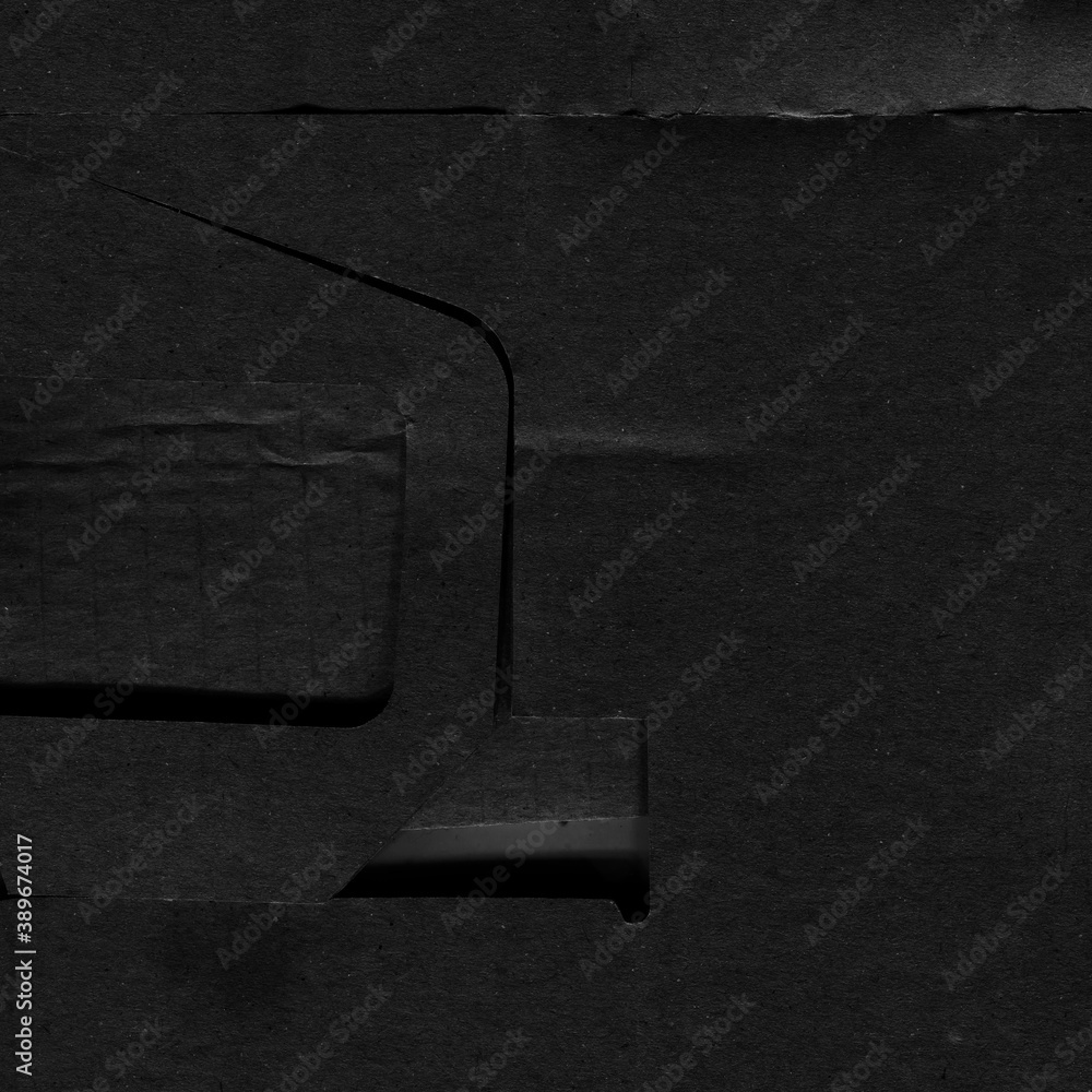 Black vintage rough sheet of carton. Recycled environmentally friendly ...