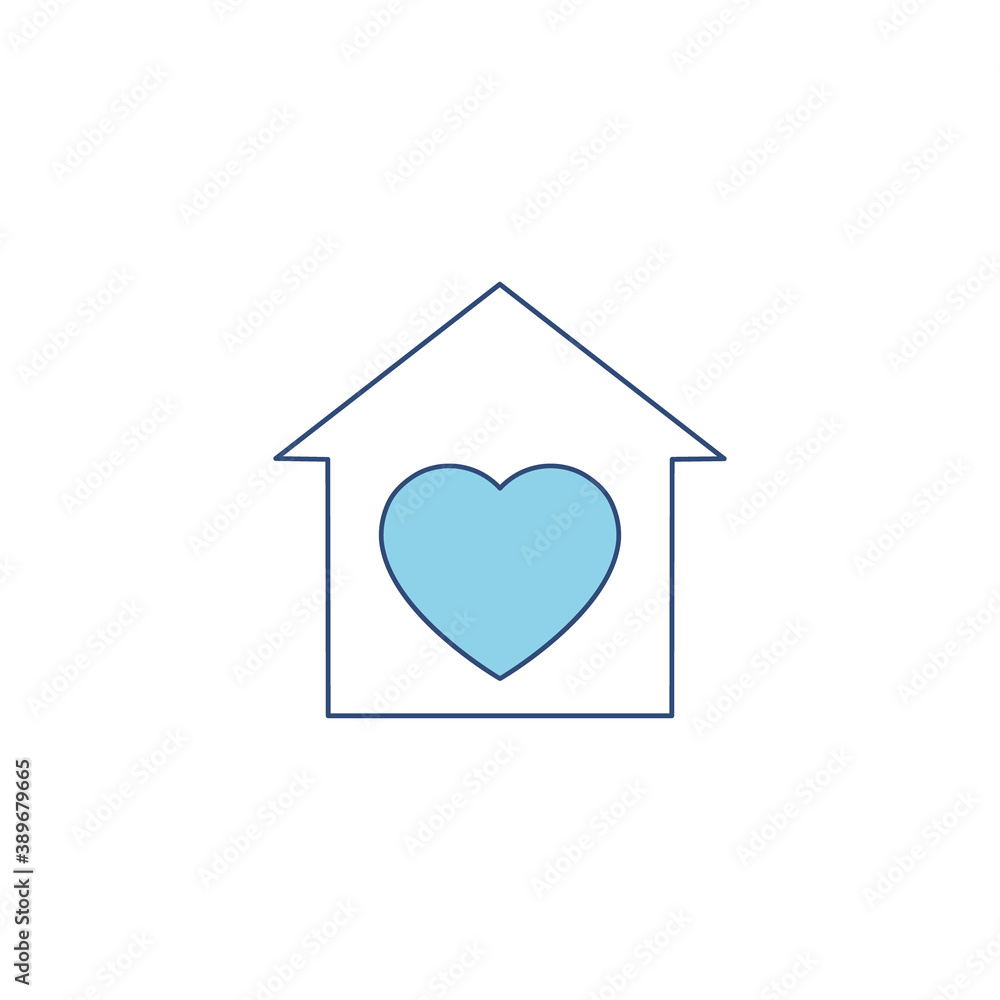 House with heart shape icon. Voluntary center vector illustration ...