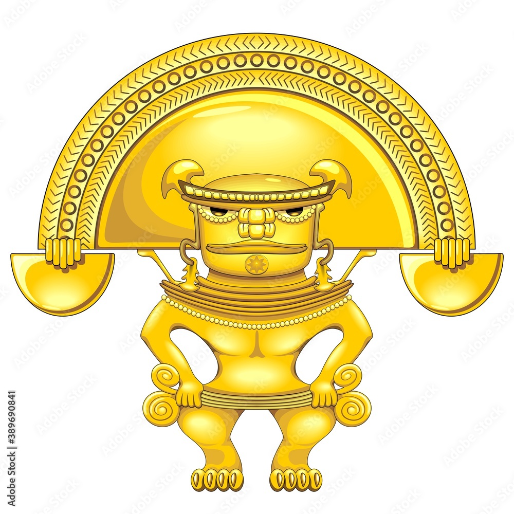 Aztec Warrior Golden Totem Symbol Vector illustration isolated on white ...