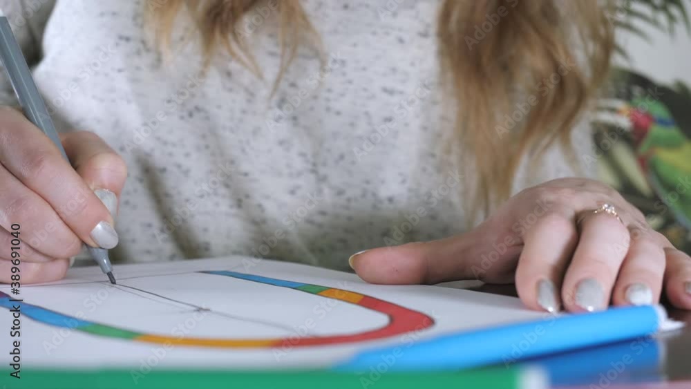 Creative Woman Drawing Picture. Girl Painting Using Creativity ...