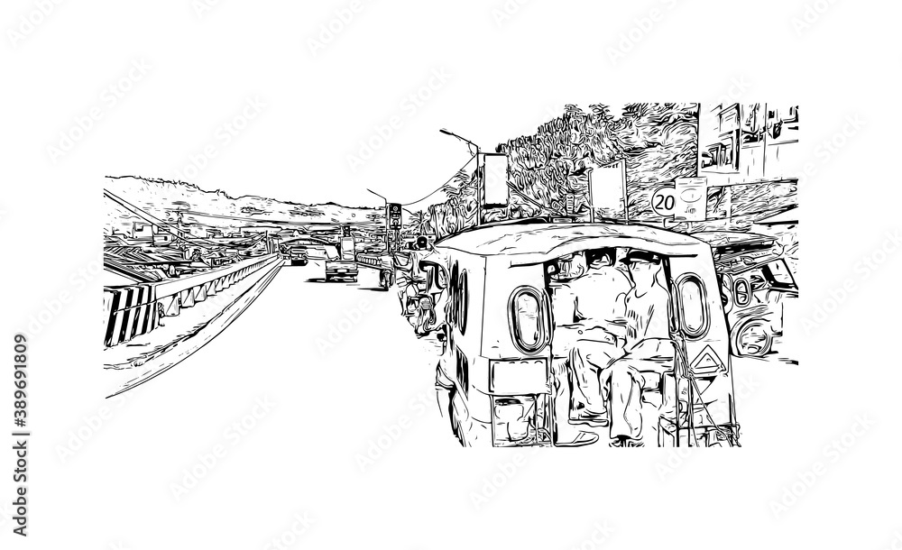 Vetor de Building view with landmark of Catbalogan is the capital of ...