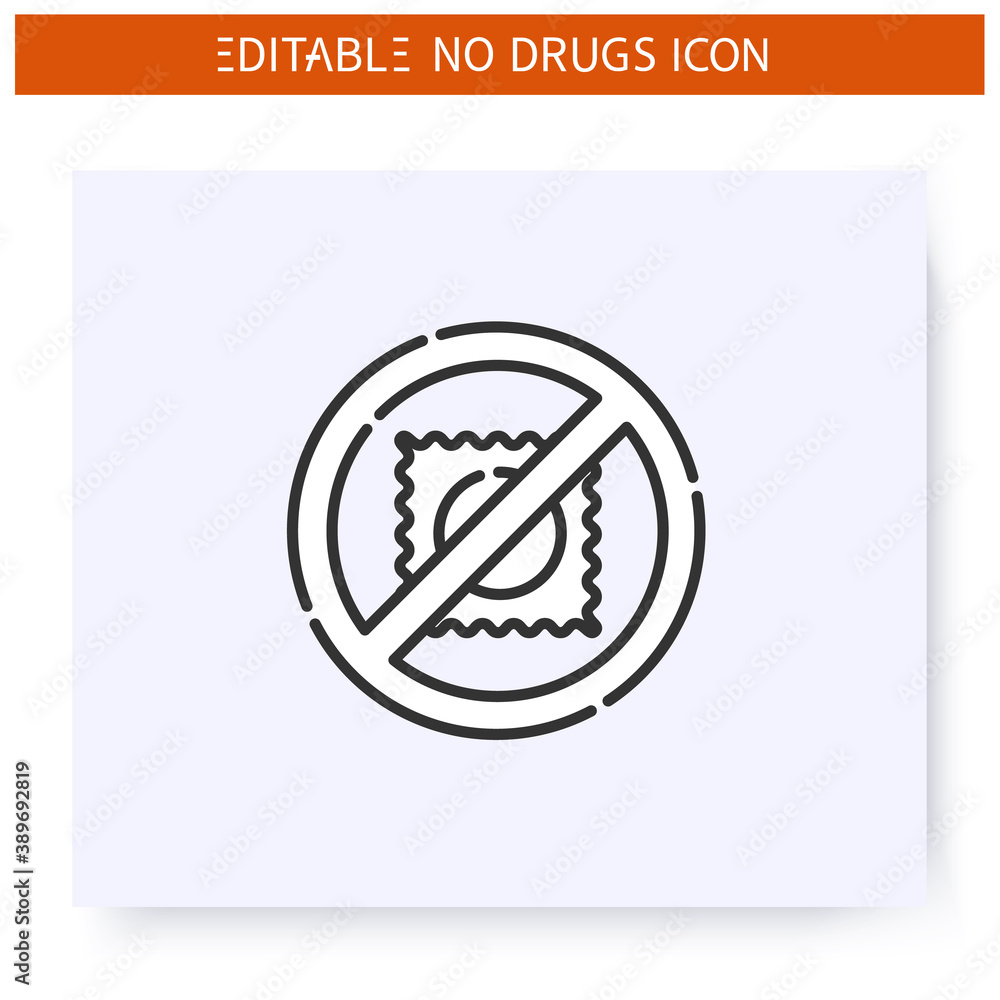 No LSD line icon. International day against drug abuse. Forbidden sign ...