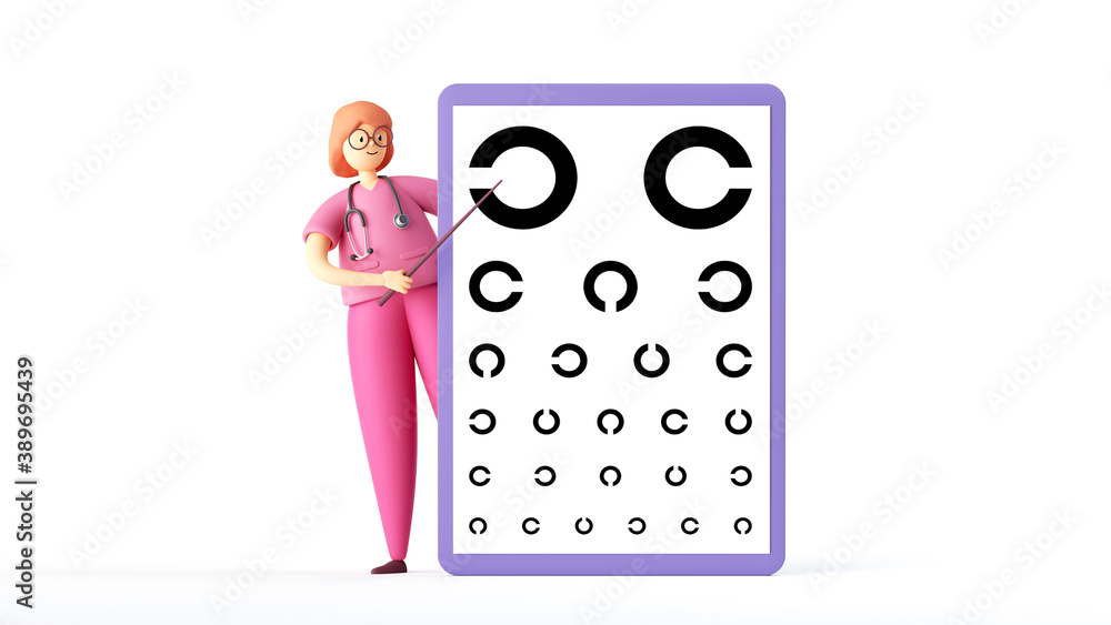 3d render, cartoon character woman doctor wears pink uniform and ...