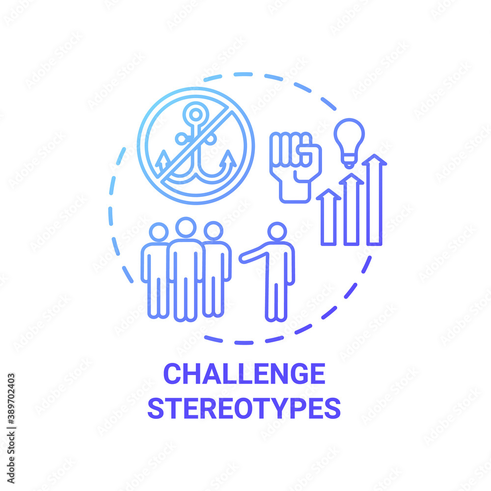Challenge stereotypes concept icon. Boosting creative thinking advices ...