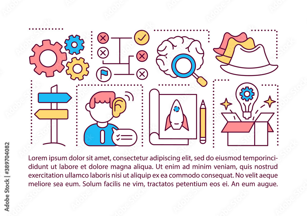 Vetor de Creative thinking techniques concept icon with text ...