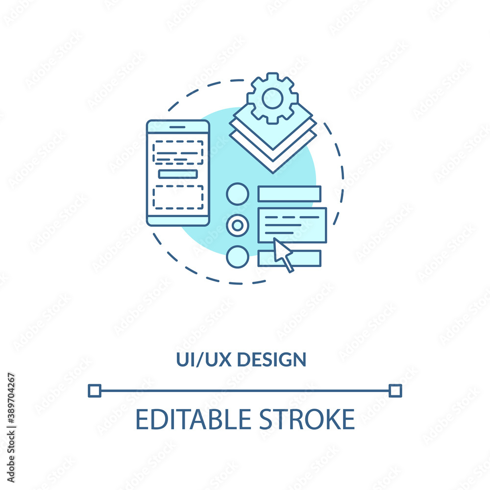 UI and UX design concept icon. Mobile app development process. User ...