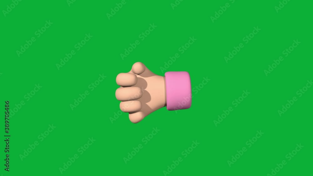 Emoji style thumbs up hand gesture animation isolated on chroma key ...