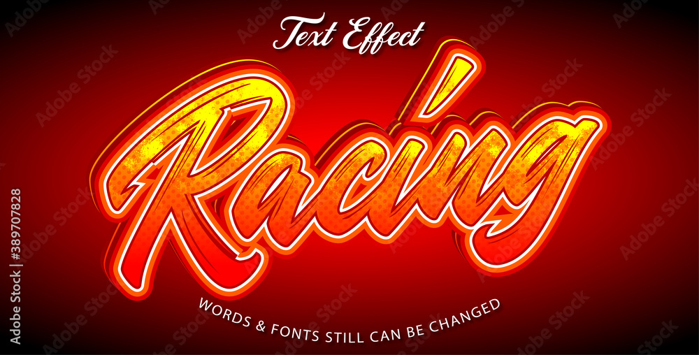Racing editable font effect Stock Vector | Adobe Stock