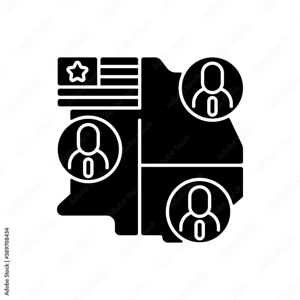 Electoral college black glyph icon. Presidential electors. Official ...