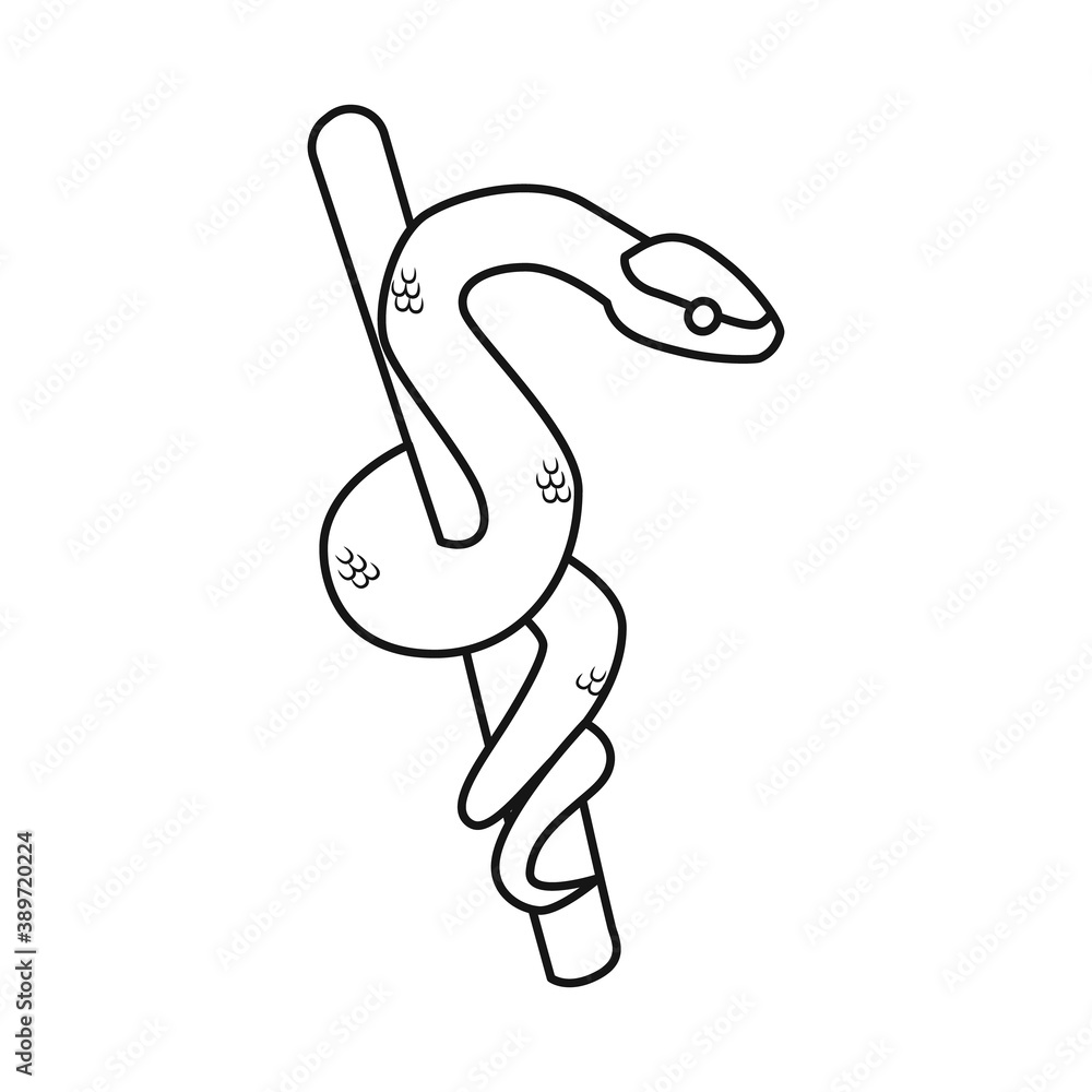 Vector illustration of snake and yellow sign. Web element of snake and ...