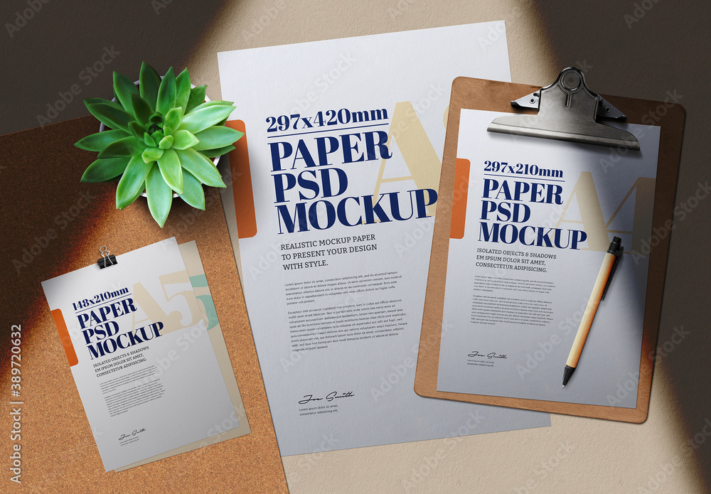 Paper and Clipboard Mockup Scene Stock Template | Adobe Stock