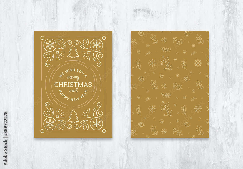 Christmas Card Invitation Layout with Hand Drawn Border Ornaments Stock ...