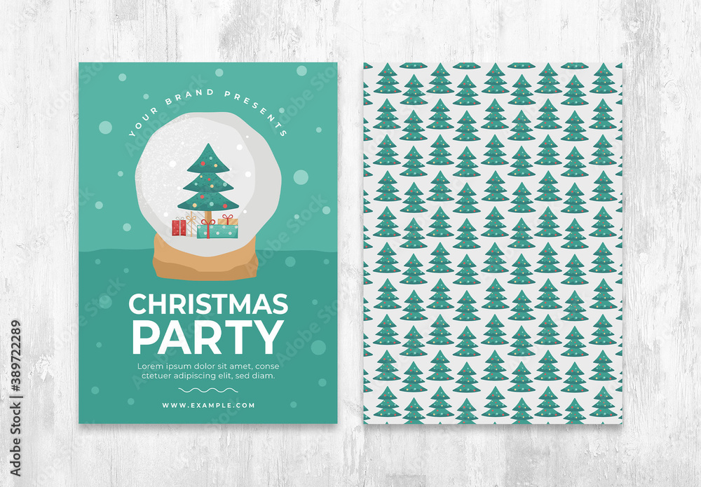 Christmas Winter Flyer Layout with Snow Globe and Christmas Tree ...