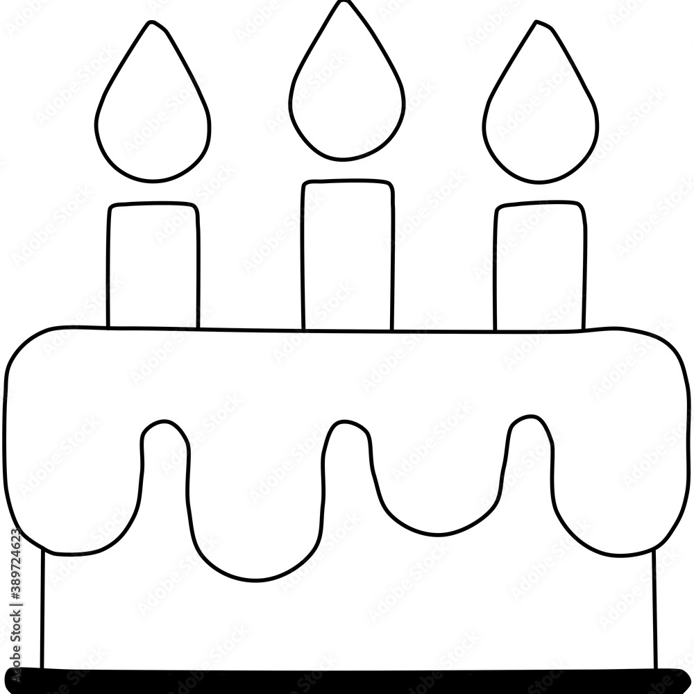cartoon outline illustration of a birthday cake Stock Illustration ...