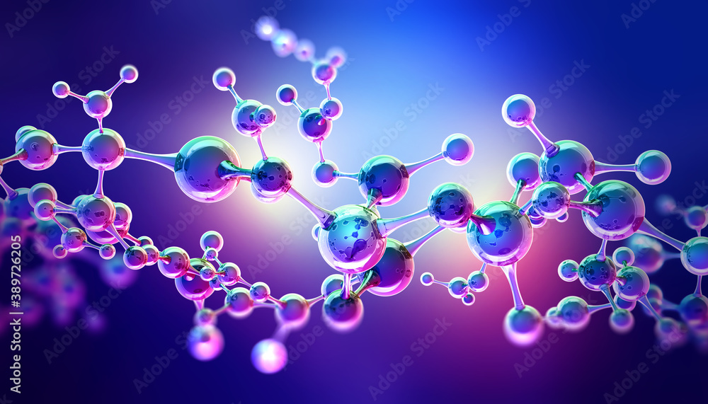 Abstract model of a molecule. Digital technologies in genetic ...